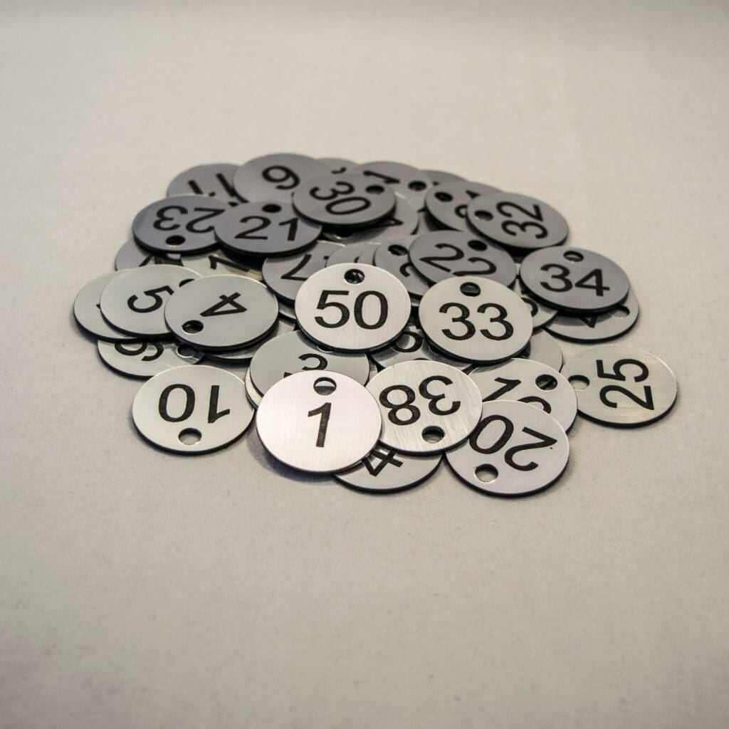 Set of 100x3cm CNC Engraved Number Discs, Table, Tags, Locker ...